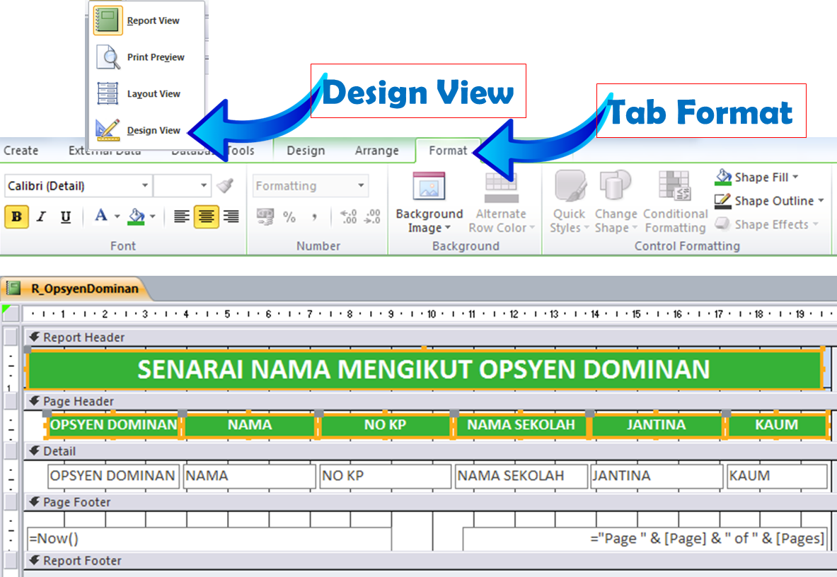 Membina Laporan (Report) – Panduan Pengurusan Data
